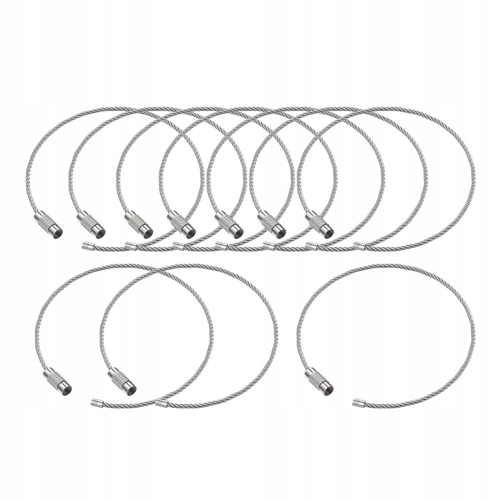 Stainless Steel Wire Keychains ID Tag Keepers Cable Loop Rings Key ...