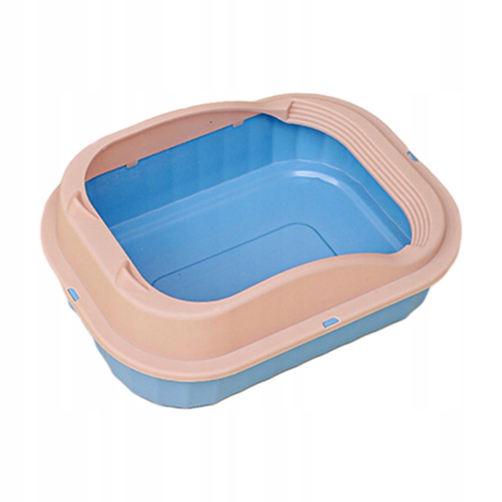Cat Litter Box High Sided Rim Open Top Semi Closed Kitty Litter Pan ...