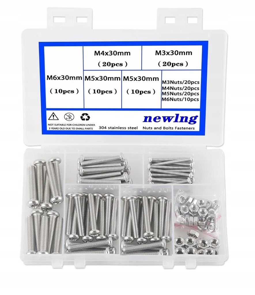 ŚRUBY NAKRĘTKI ZESTAW 140 SZTUK M3 / M4 / M5 / M6 X 30 STAL NIERDZEWNA - 15544594269 - oficjalne ...