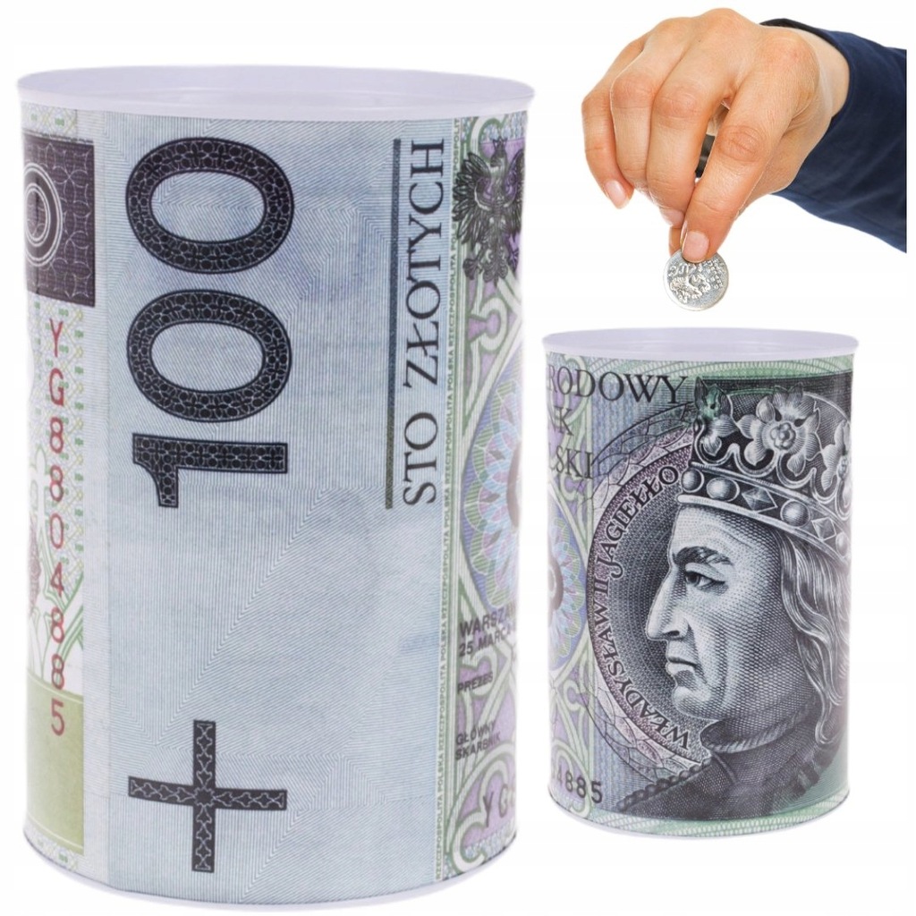 SKARBONKA PUSZKA METALOWA PIENIĄDZE BANKNOT - 15073555717 - oficjalne archiwum Allegro