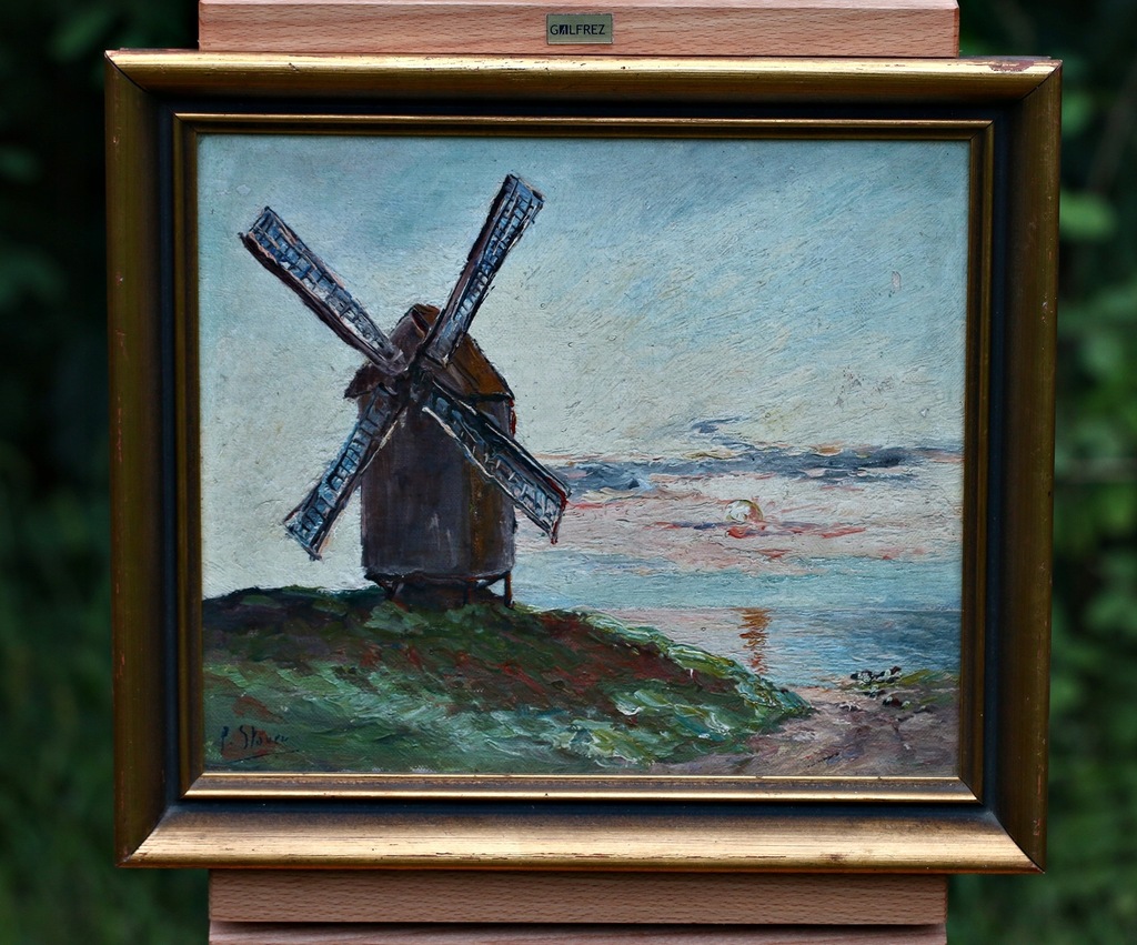 PAULA STOVER (1916-?) WIDOK NA WIATRAK I JEZIORO - 12458804363 ...