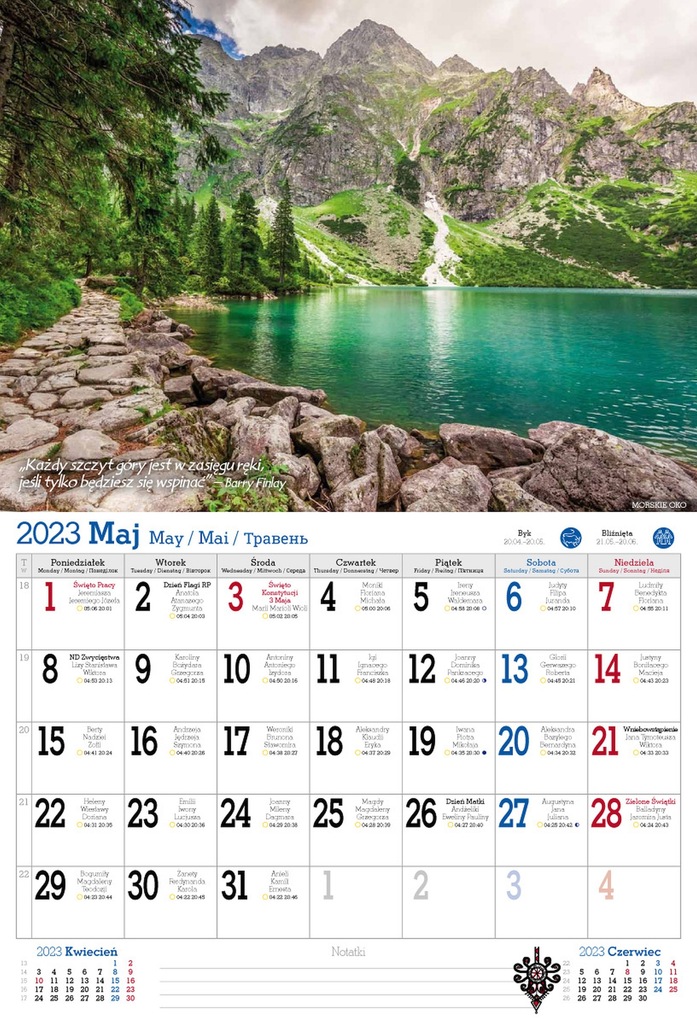 Kalendarz 2023 planszowy DUŻY ścienny GÓRY TATRY - 12784774920 - oficjalne archiwum Allegro