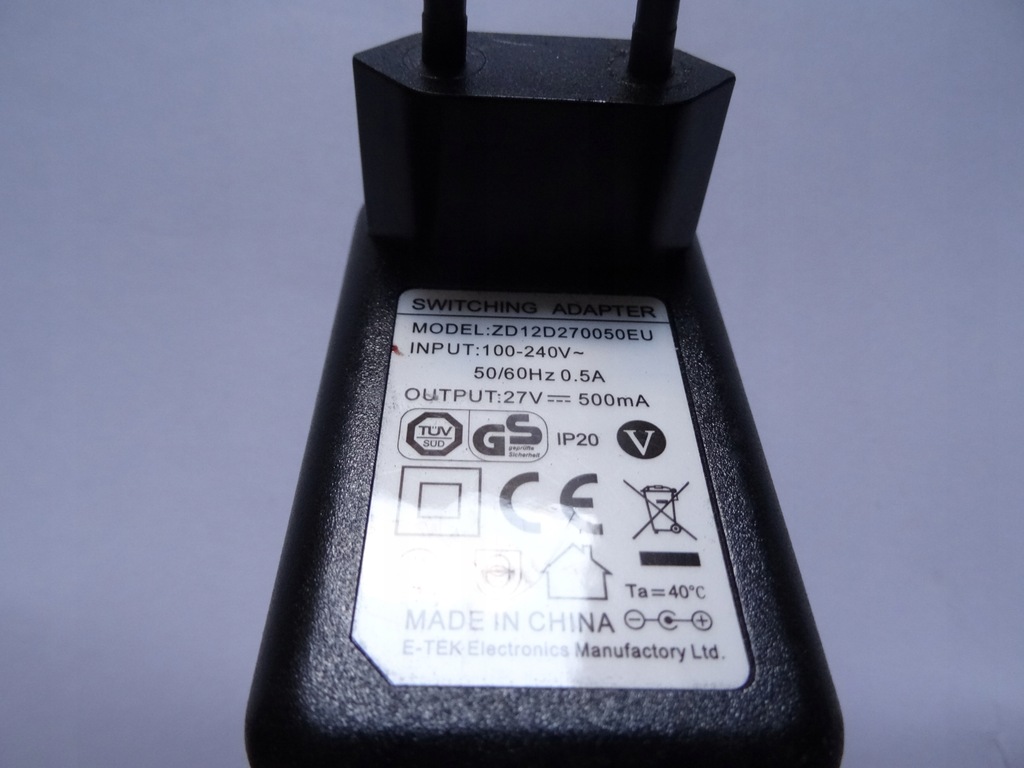 Ładowarka Switching ADAPTER ZD12D270050EU 27V 0.5A - 13658555265 - oficjalne archiwum Allegro