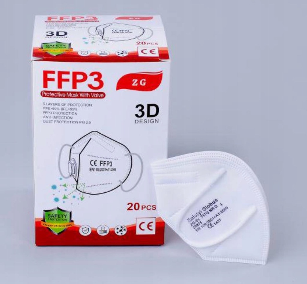 maska ffp3,opakowanie 20 szt. - 15108012899 - oficjalne archiwum Allegro
