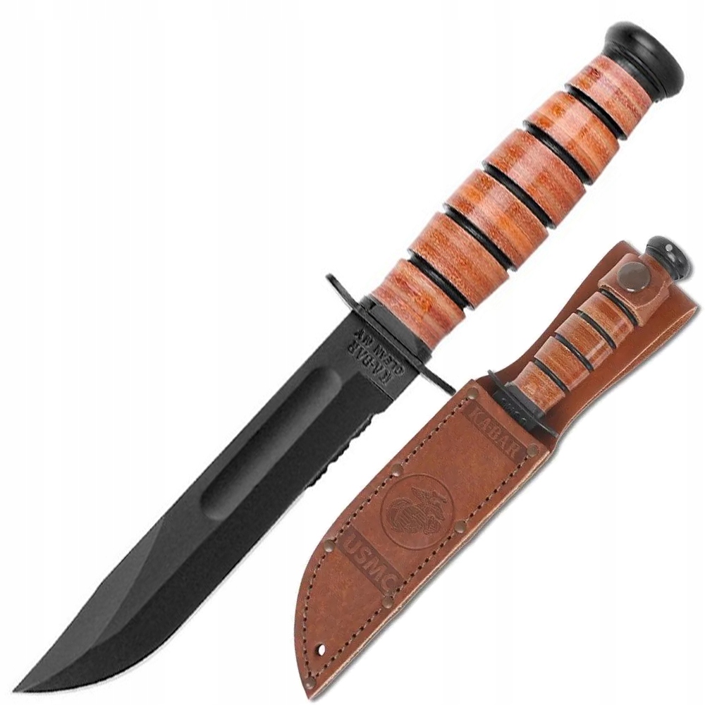 Nóż z głownią stałą Ka-Bar USMC Short Serrated - 12676771563 ...