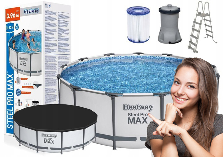 Basen Ogrodowy Stelażowy 396x122cm Bestway 6 w 1 - 12201124491 - oficjalne archiwum Allegro