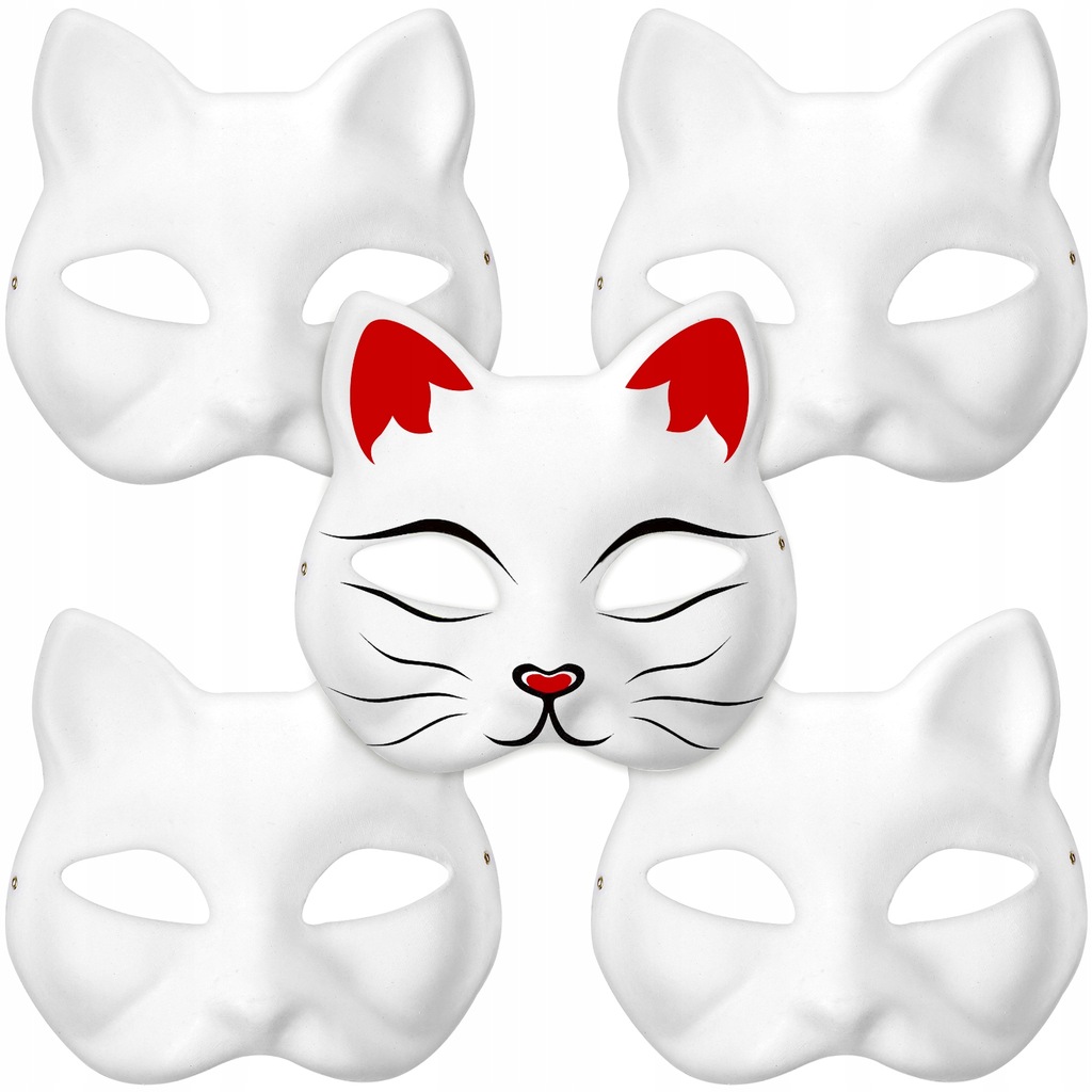 MASK CAT MASKS KIDS PAINTABLE PULP ANIMAL 5 PCS - 14570576446 ...