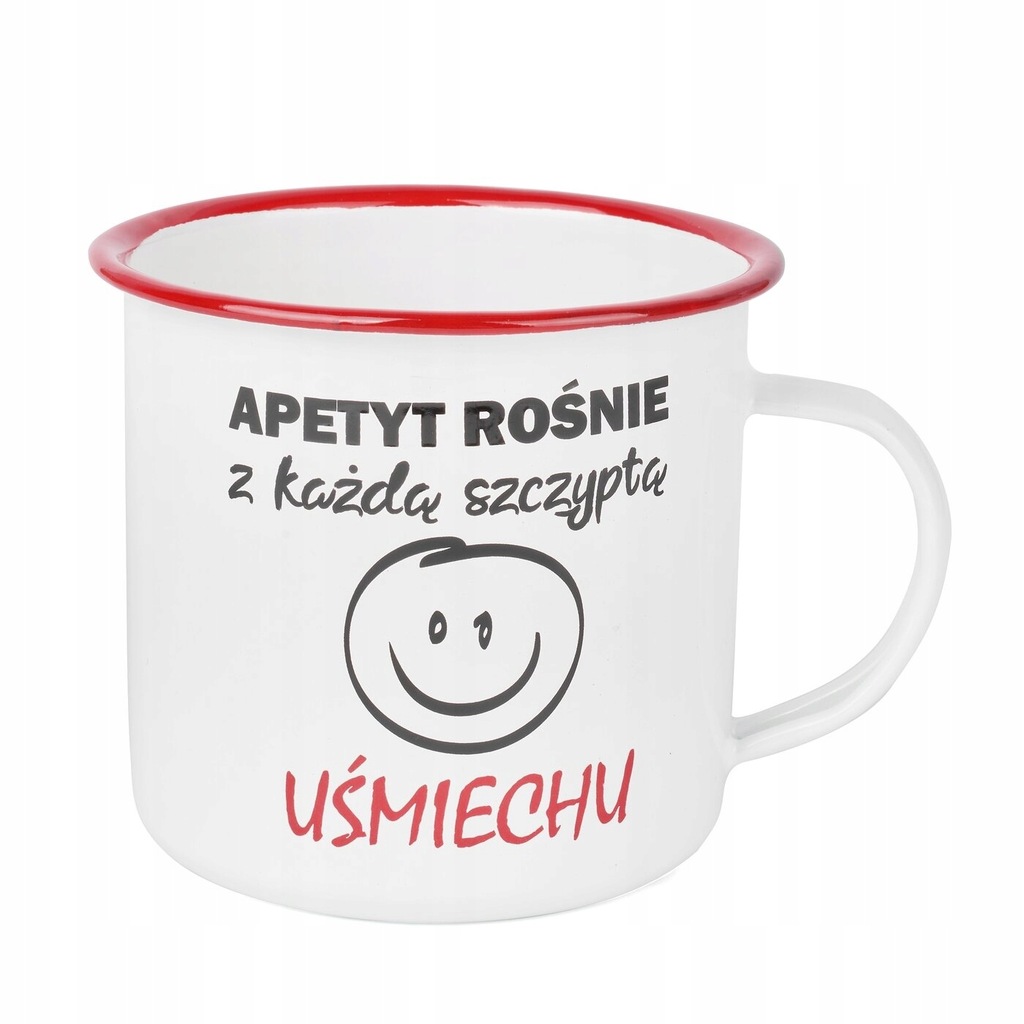 Pozytywny DUŻY KUBEK EMALIOWANY retro UŚMIECH 750m - 13056528795 ...