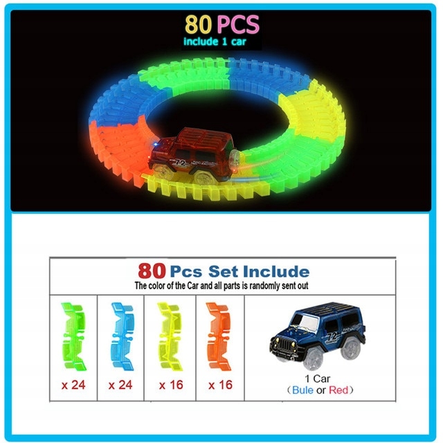 Glow Racing Track Set 5 Led Light Track Car Elasty - 12902054452 ...
