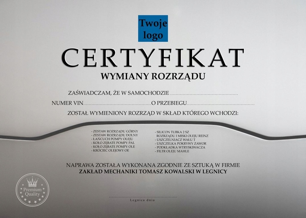 Certyfikat Dyplom - mechanik samochodowy - 10510827494 - oficjalne ...