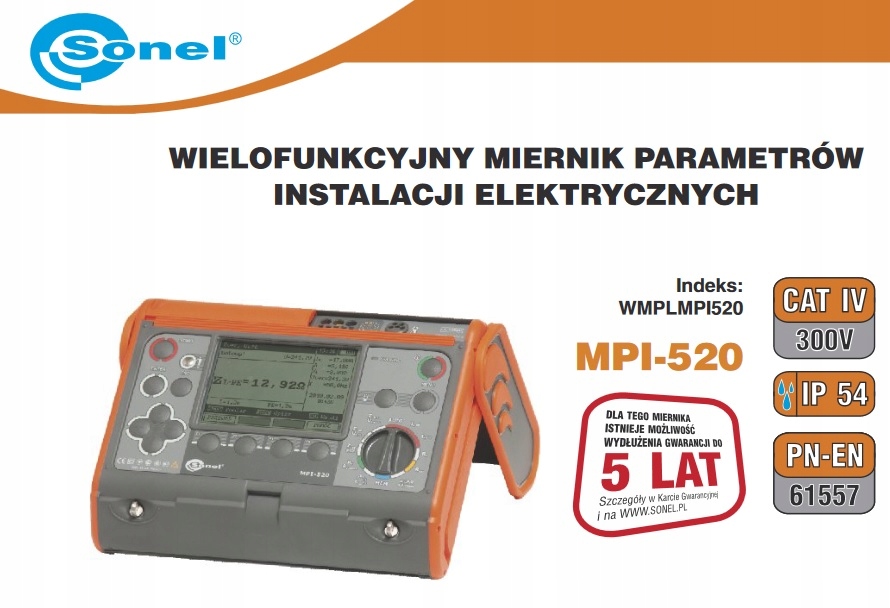 Miernik parametrów instalacji elekt MPI-520 SONEL - 10727086452 - oficjalne archiwum Allegro