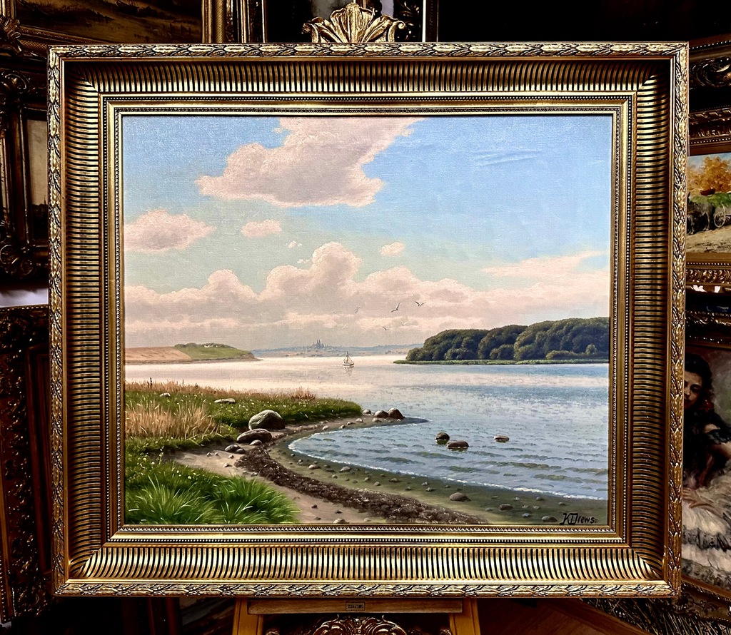 KAI DREWS 1884) LETNI WIDOK NA JEZIORO AUTENTYCZNY BARDZO CENNY STARY OBRAZ - 15130727362 ...