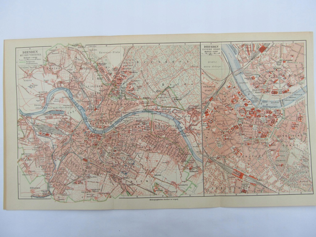 DREZNO DRESDEN plan miasta i mapa okolic 1907 r. - 12614608895 ...