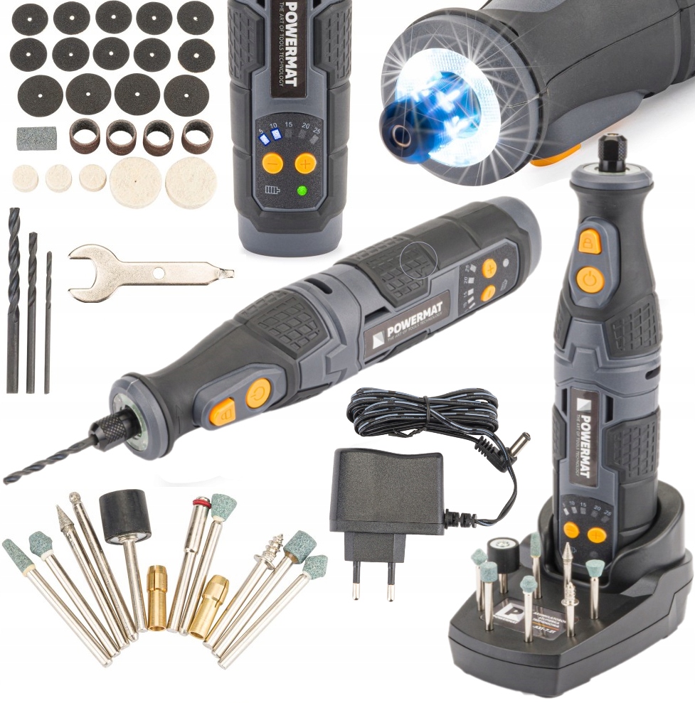 MINI SZLIFIERKA TRZPIENIOWA AKU LED 7.2V + FREZY - 11366415870 ...