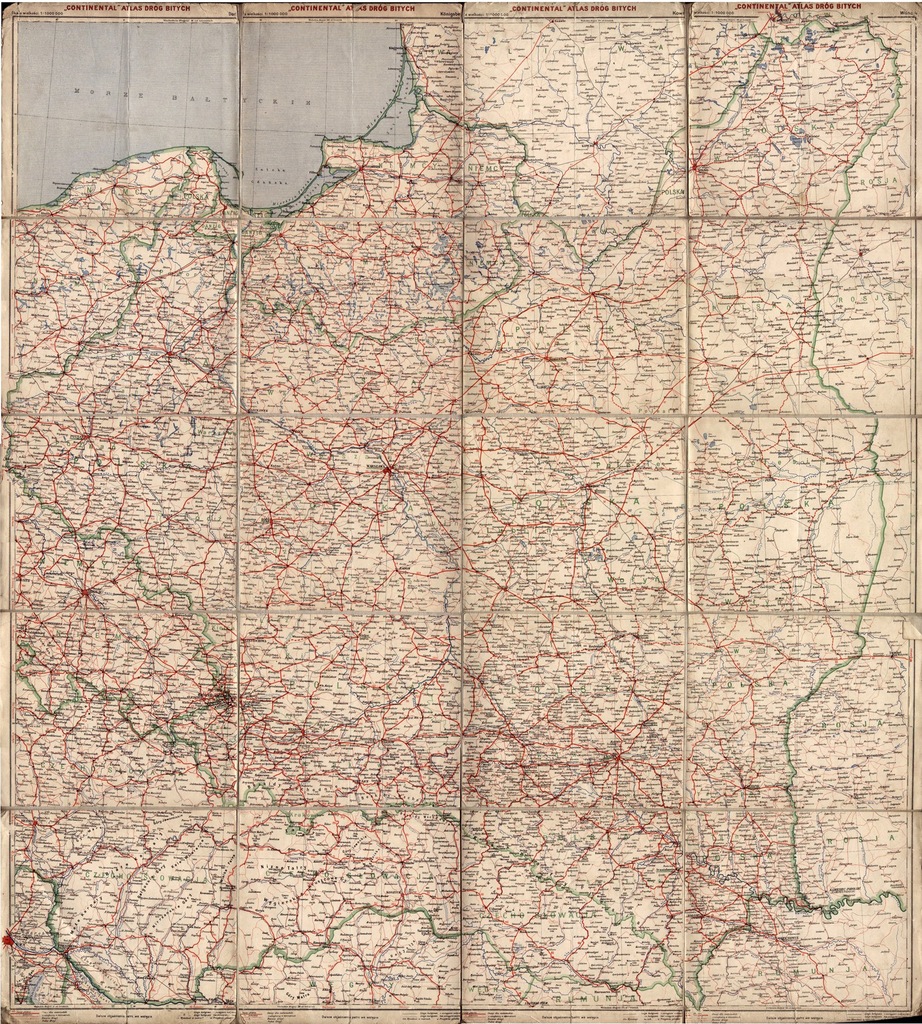 POLSKA II RP DROGOWA MAPA DLA AUTOMOBILI 1938 r. - 11234928410 ...
