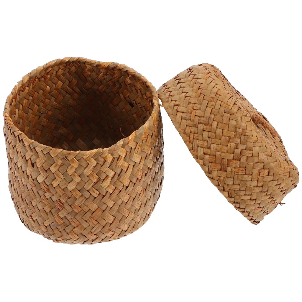 Flower Basket Wicker Storage Lid Woven Seagrass - 13670444963 ...