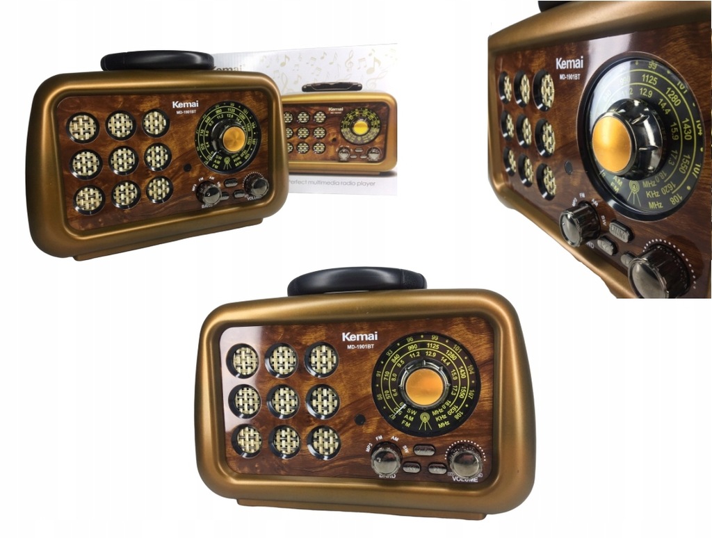 RADIO RETRO KEMAI MD-1901BT BLUETOOTH USB SD AUX - 8479614302 - oficjalne archiwum Allegro