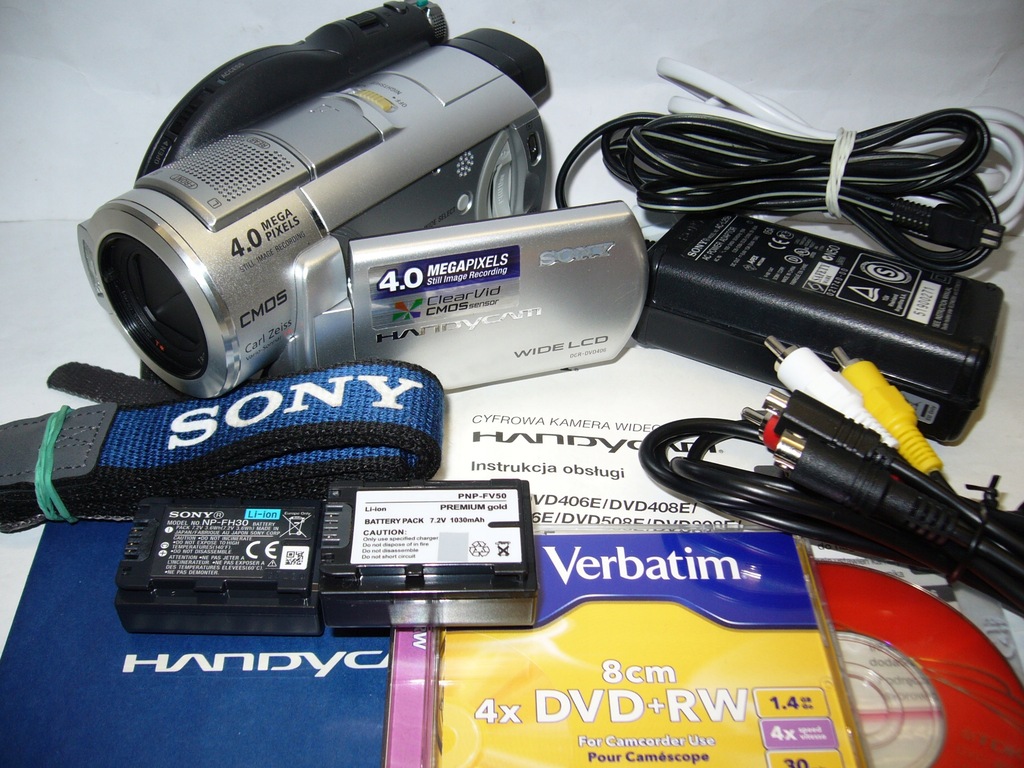 SONY DCR-DVD 406E - zapis DVD , PL menu , komplet - 13356321020 - oficjalne archiwum Allegro