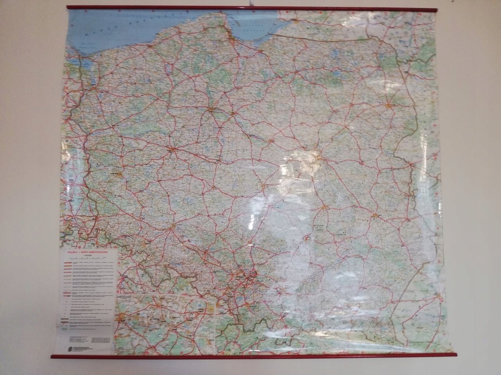 Mapa ścienna samochodowa Polski, skala 1:750 000 - 10917754989 - oficjalne archiwum Allegro