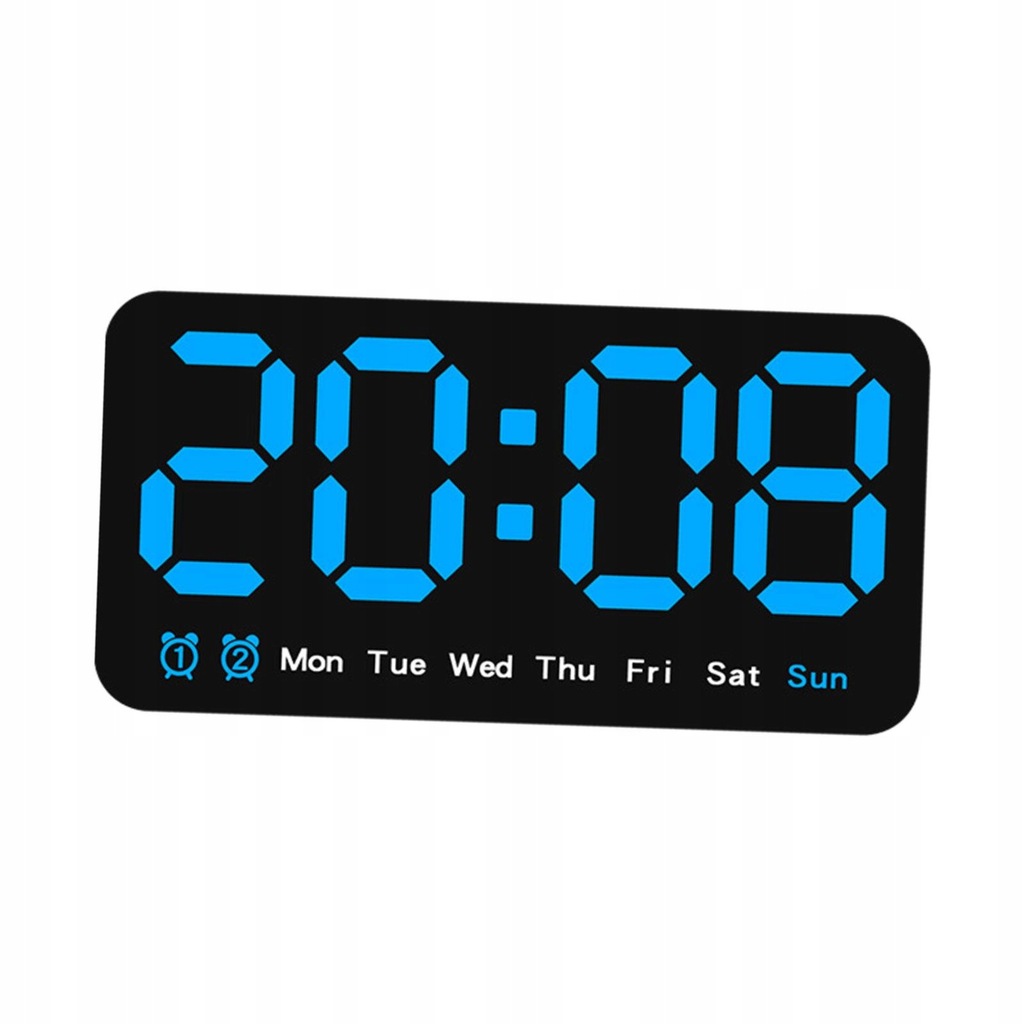 LED Alarm Clock Large Screen Display Dimmer Table Digital Clock Blue ...