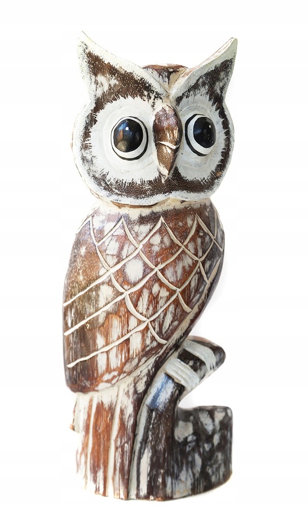 PTAK SOWA SÓWKA FIGURKA DREWNIANA 40CM RĘKODZIEŁO - 12543028790 ...