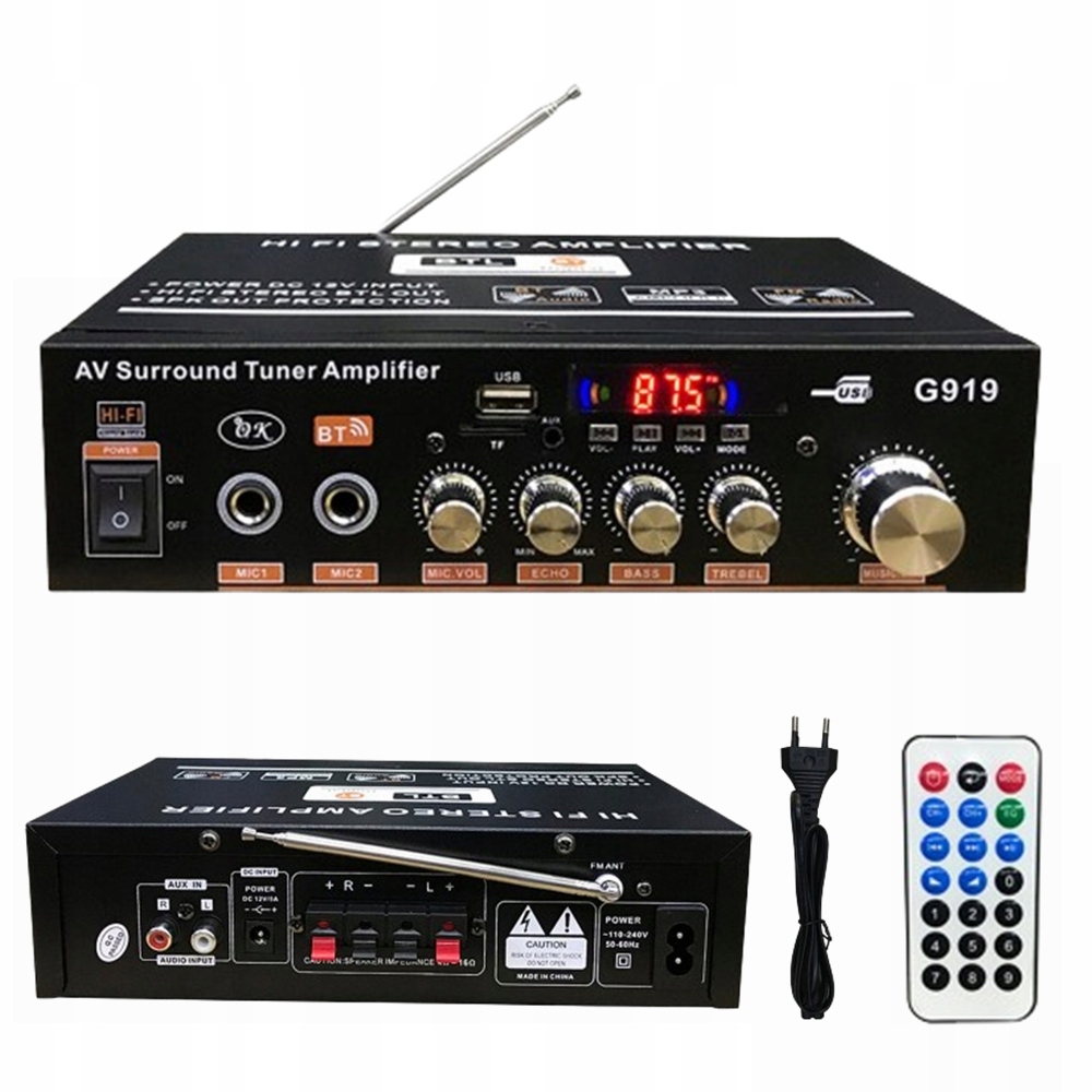 AMPLITUNER WZMACNIACZ HI-FI STEREO BLUETOOTH RADIO CYFROWY WZMACNIACZ MOCY - 17070267691 ...