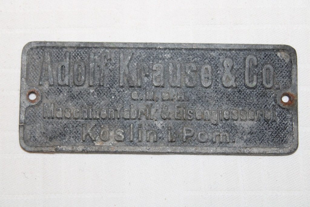 Koslin i Pom. Adolf Krause & Co tabliczka cyna - 13029870291 ...
