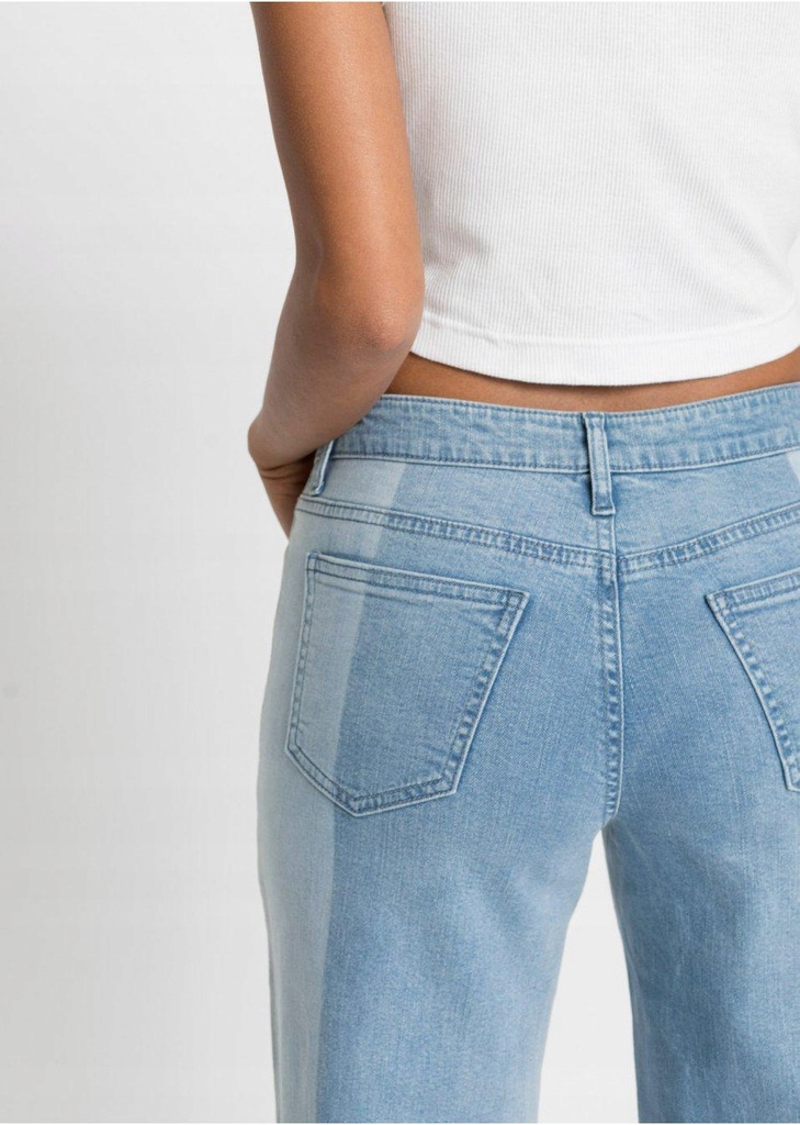 SZEROKIE JEANSY DWUKOLOROWE DAMSKIE BONPRIX 42 - 13648419858 - oficjalne archiwum Allegro