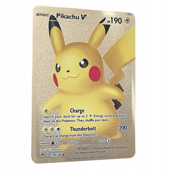 HIT ZŁOTA KARTA POKEMON PIKACHU CHARIZARD METALOWA - 12722509812 - oficjalne archiwum Allegro