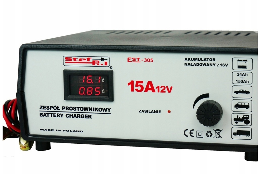 Polski prostownik Stef-pol EST-305 12V 15A - 12041168554 - oficjalne archiwum Allegro