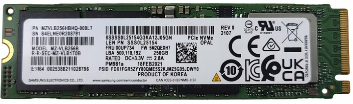 Dysk SSD Samsung MZVLB256HBHQ-000L7 256GB M.2 PCIe NVMe - 16598894489 ...