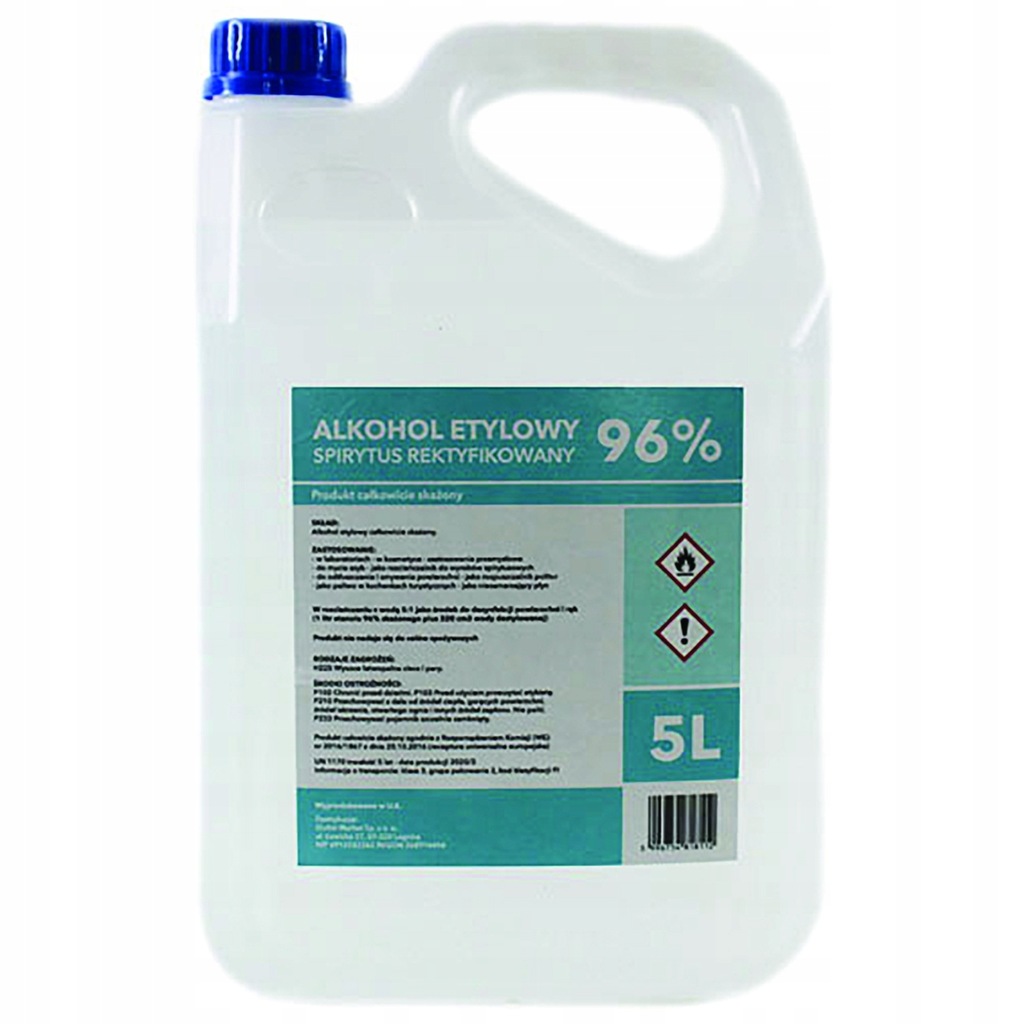 SPIRYTUS REKTYFIKOWANY ETYLOWY 96% SKAŻONY 5L HIT! - 9511260141 ...