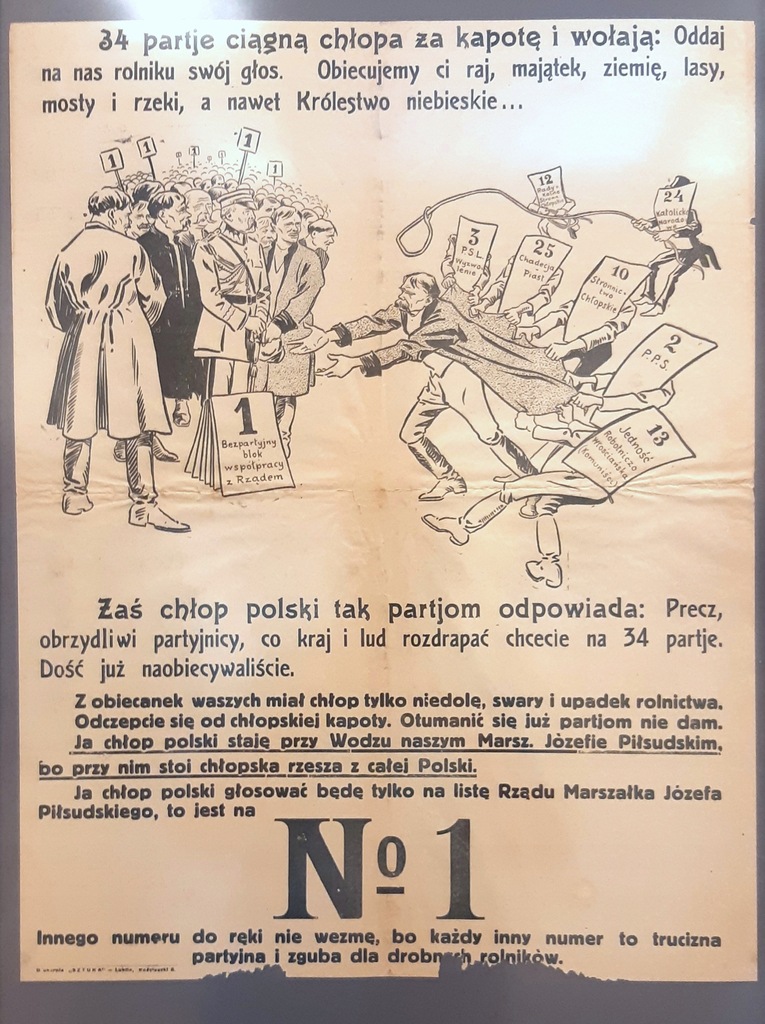 Wyborczy PLAKAT z 1928 r. BBWR - Józef Piłsudski - 14366425865 ...
