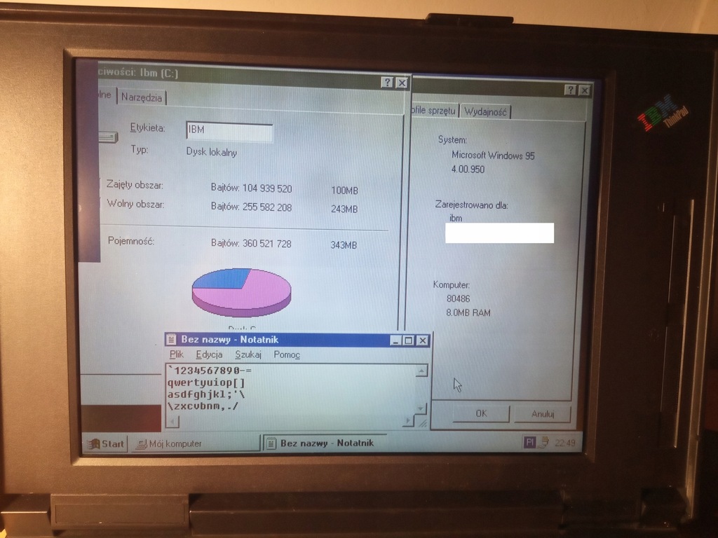 IBM thinkpad 340cse retro stary laptop 486SX 1995r - 12047613066 ...