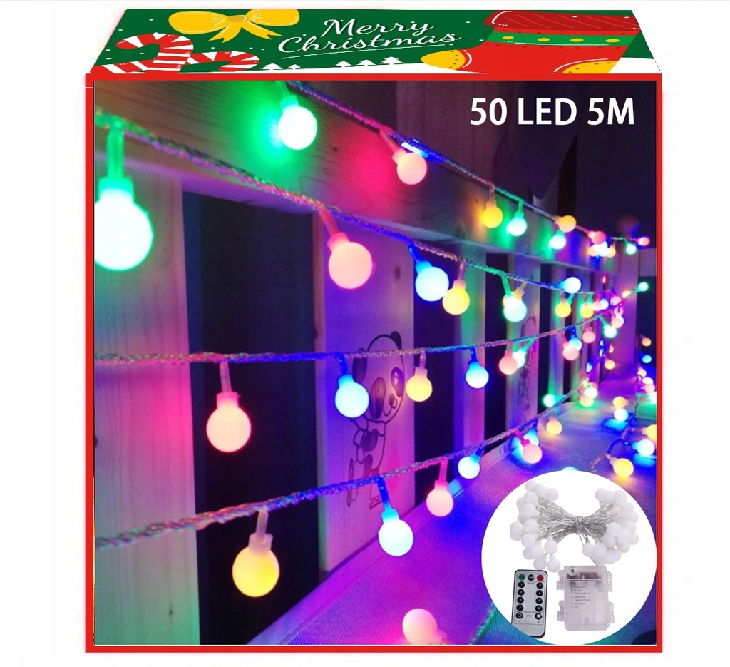 LAMPKI CHOINKOWE KULKI NA BATERIE PILOT 50 LED 5M - 11583076171 - oficjalne archiwum Allegro