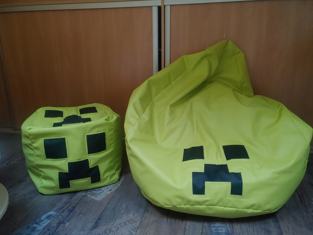 Pufa Fotel Worek XL Buźka minecraft z podnóżkiem - 14063883023 ...