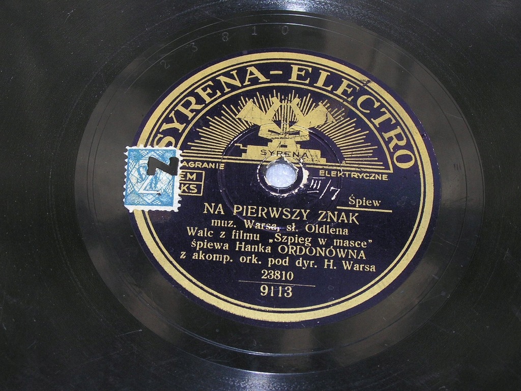 PŁYTA SZELAKOWA NA PIERWSZY ZNAK.. HANKA ORDONÓWNA - 13223626643 ...