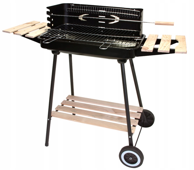 GRILL GRIL OGRODOWY Z ROŻNEM KOŁA PÓŁKI PRZENOŚNY - 9168986428 ...