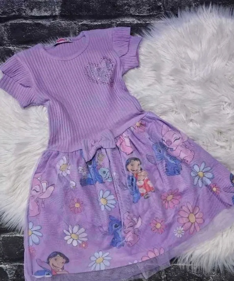 Sukienka dla dziewczynki Stich fioletowy 104/110 - 15960845630 - oficjalne archiwum Allegro