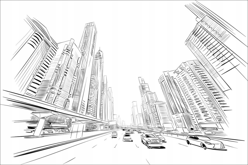 PLAKAT miasto ulice rysunek szkic 19 wzorów - 8992402989 - oficjalne ...