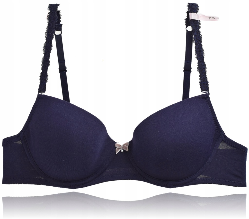 Atlantic biustonosz push-up bawełna granatowy 65B - 10774927207 - oficjalne archiwum Allegro