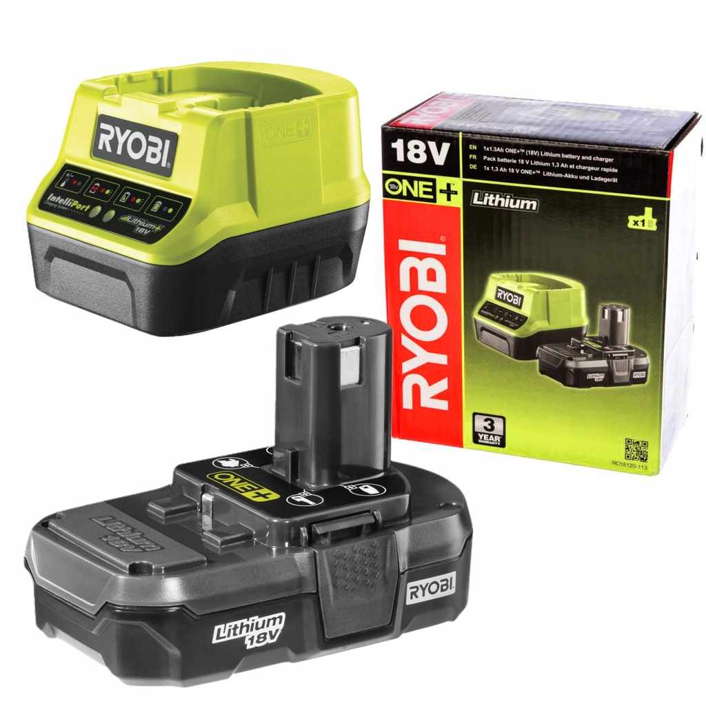 RYOBI AKUMULATOR 18V 1,3AH + ŁADOWARKA RC18120-113 - 8488502361 ...