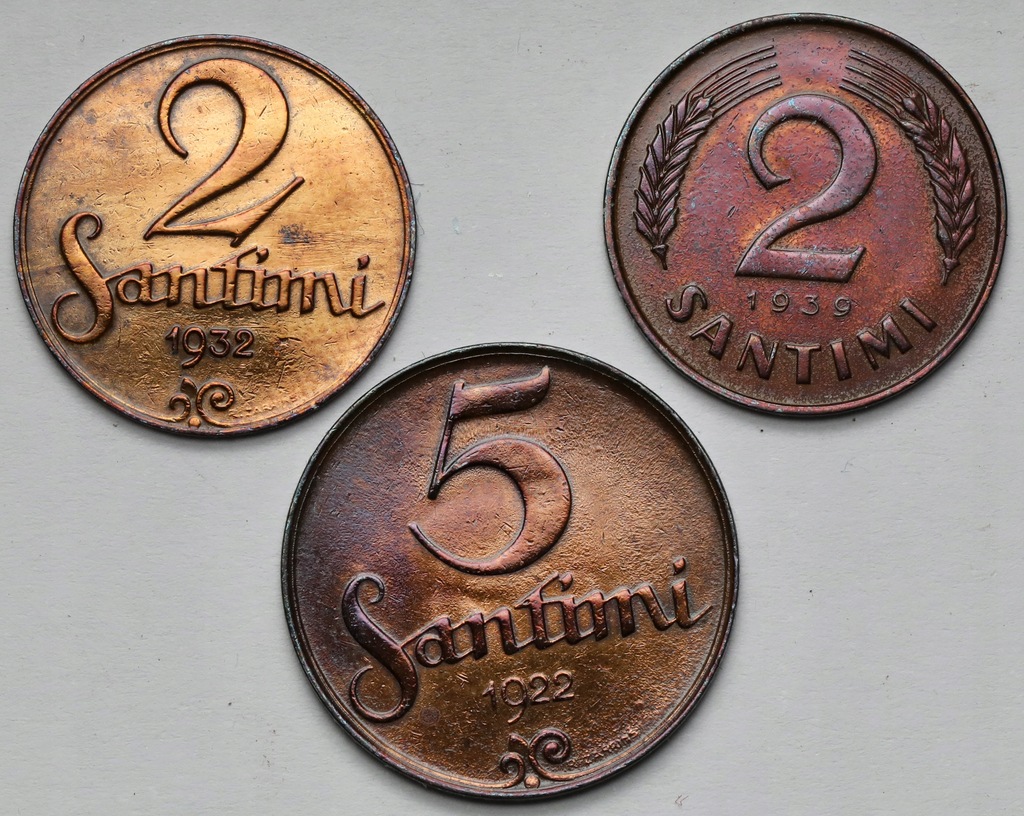 1031. Łotwa, 2-5 santimi 1922-1939, zestaw (3szt) - 14091682618 ...