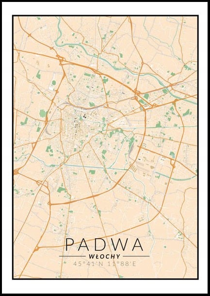 PADWA, WŁOCHY MAPA KOLOROWA - PLAKAT - 11965768070 - oficjalne archiwum ...