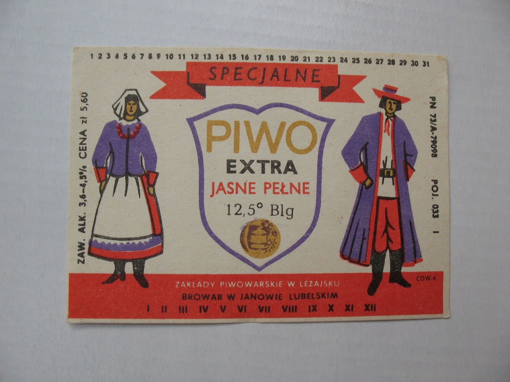 BROWAR JANÓW LUBELSKI PIWO EXTRA stara ETYKIETA BUTELKOWA - 14630951240 - oficjalne archiwum Allegro