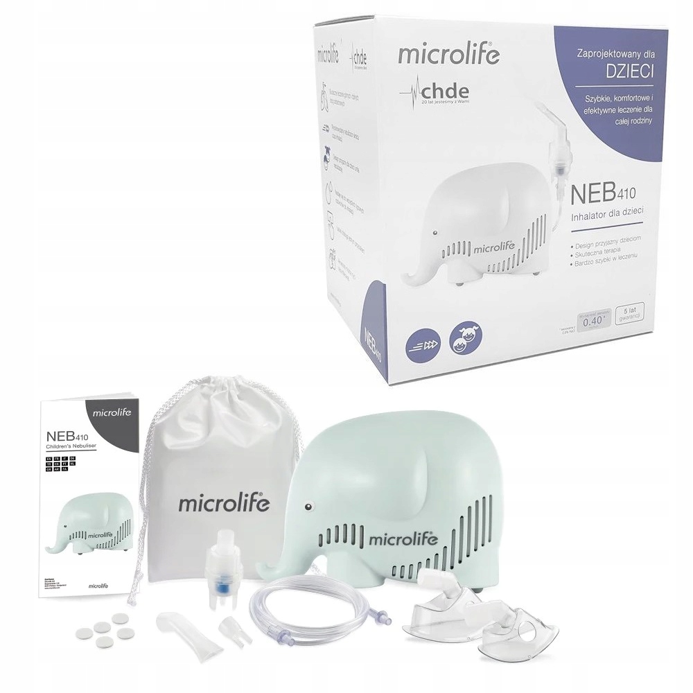 MICROLIFE Inhalator dla dzieci NEB 410 Słoń + Irygator do nosa ...