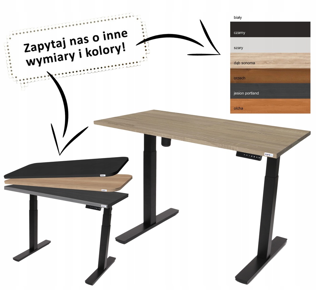 Biurko podnoszone na stojąco regulacja wysokości - 12705105222 ...