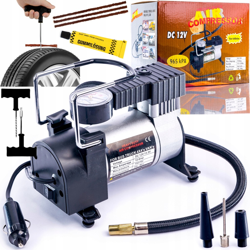 ZESTAW NAPRAWCZY DO OPON KÓŁ KOMPRESOR SAMOCHODOWY - 11808914127 - oficjalne archiwum Allegro