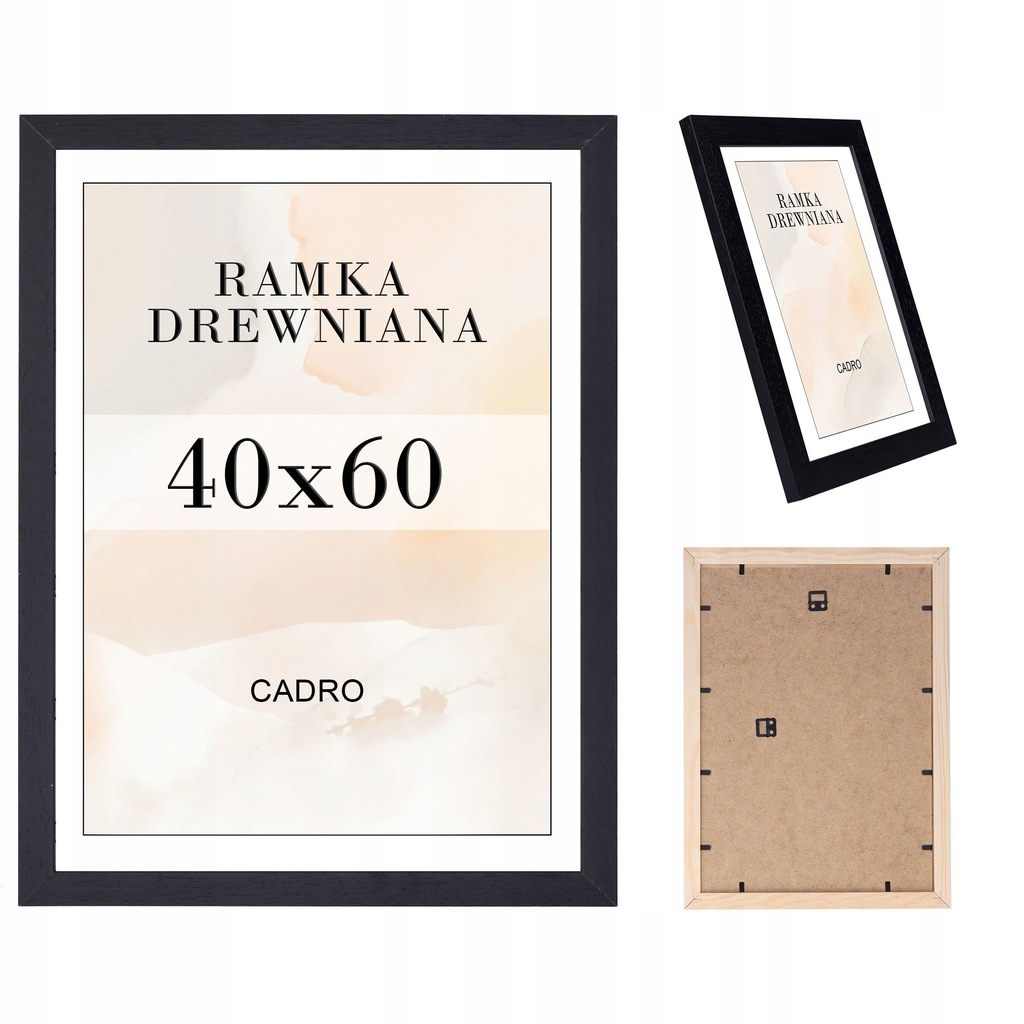 Ramka 40x60 ramki na zdjęcia sosnowa czarna rama drewniana 60x40 cm ...