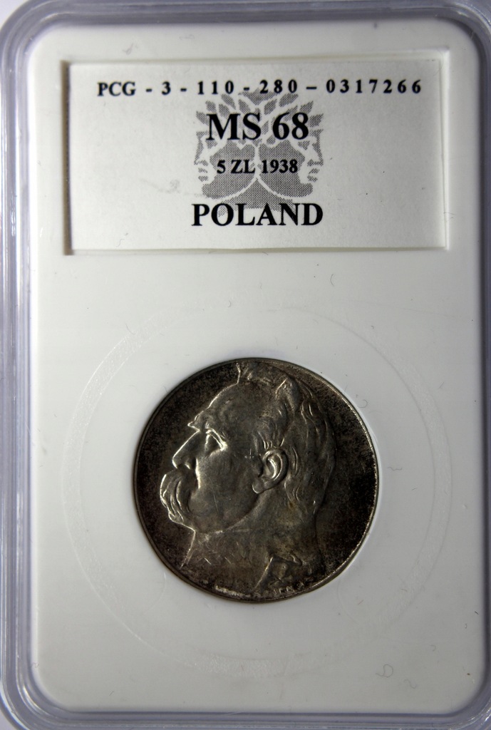 5 zł Józef Piłsudski 1938 PCG MS68 - piękny - 13849489032 - oficjalne archiwum Allegro